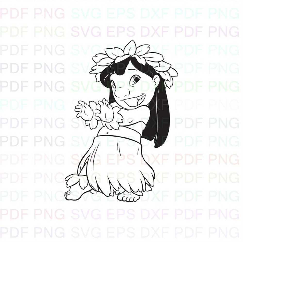 Lilo_Pelekai_In_Hula_Outfit_lilo_and_stitch Outline Svg Dxf - Inspire ...
