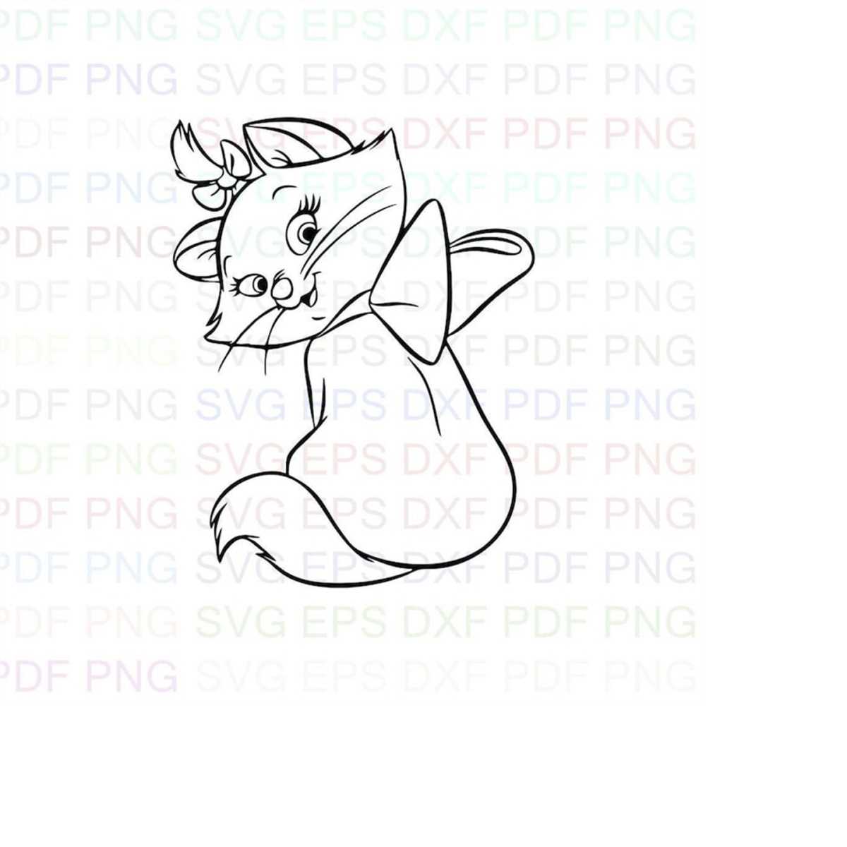 Marie_the_white_kitten_The_Aristocats_2 Outline Svg Dxf Eps - Inspire ...
