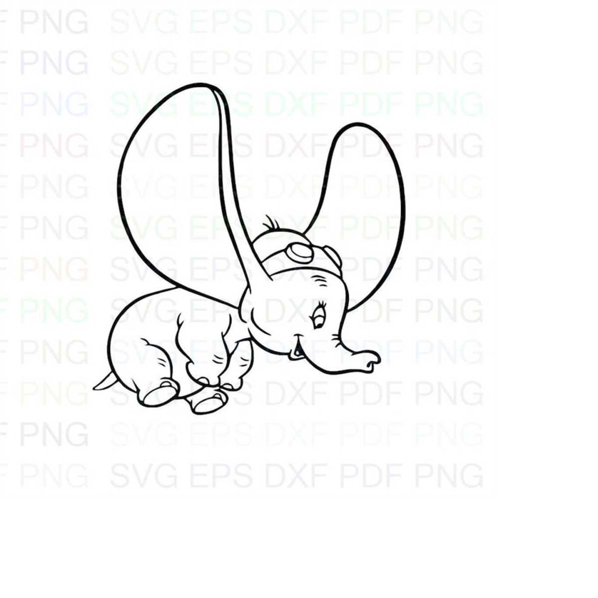 Dumbo_Flying_with_Goggles Outline Svg Dxf Eps Pdf Png, Cricu - Inspire ...
