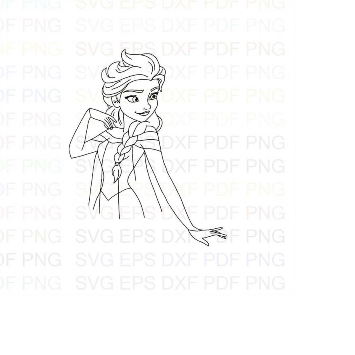 Frozen_Elsa Outline Svg Dxf Eps Pdf Png, Cricut, Cutting fil - Inspire ...