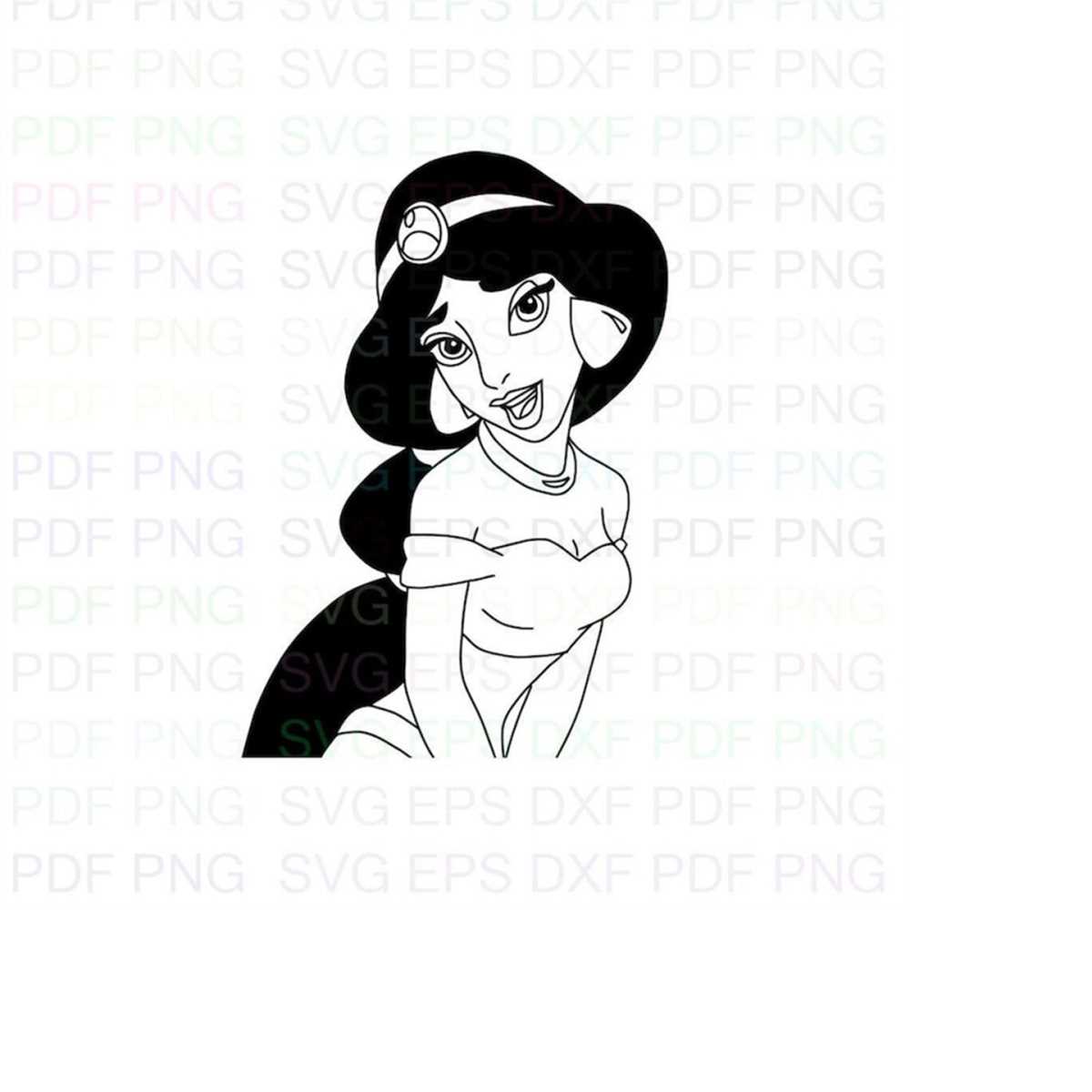 Jasmine_5_Aladdin Outline Svg Dxf Eps Pdf Png, Cricut, Cutti | Inspire ...