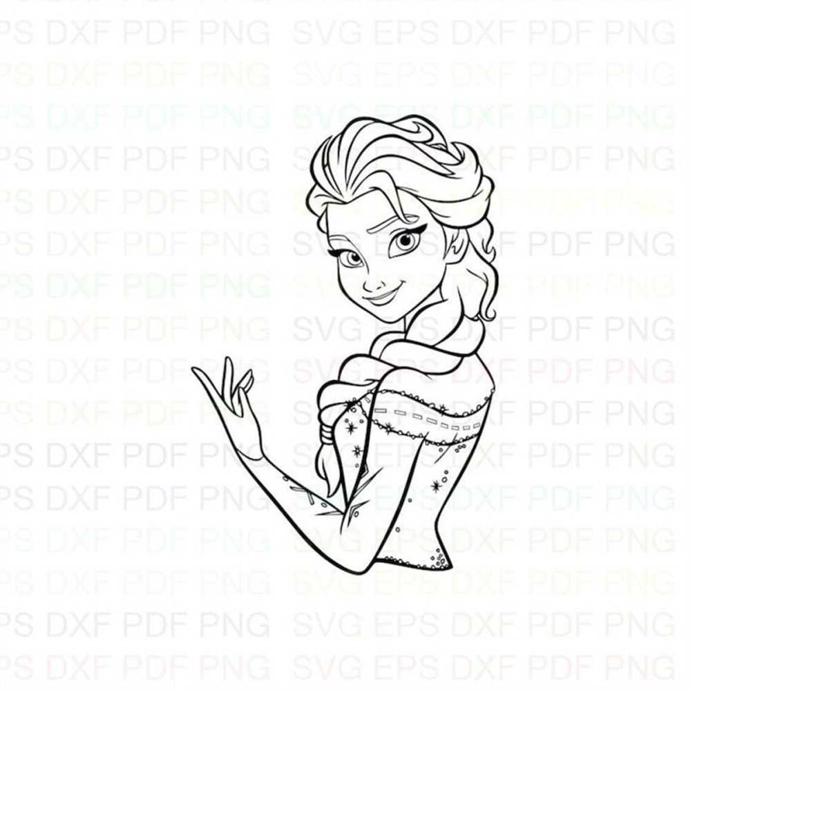 Elsa_Frozen Outline Svg Dxf Eps Pdf Png, Cricut, Cutting fil - Inspire ...
