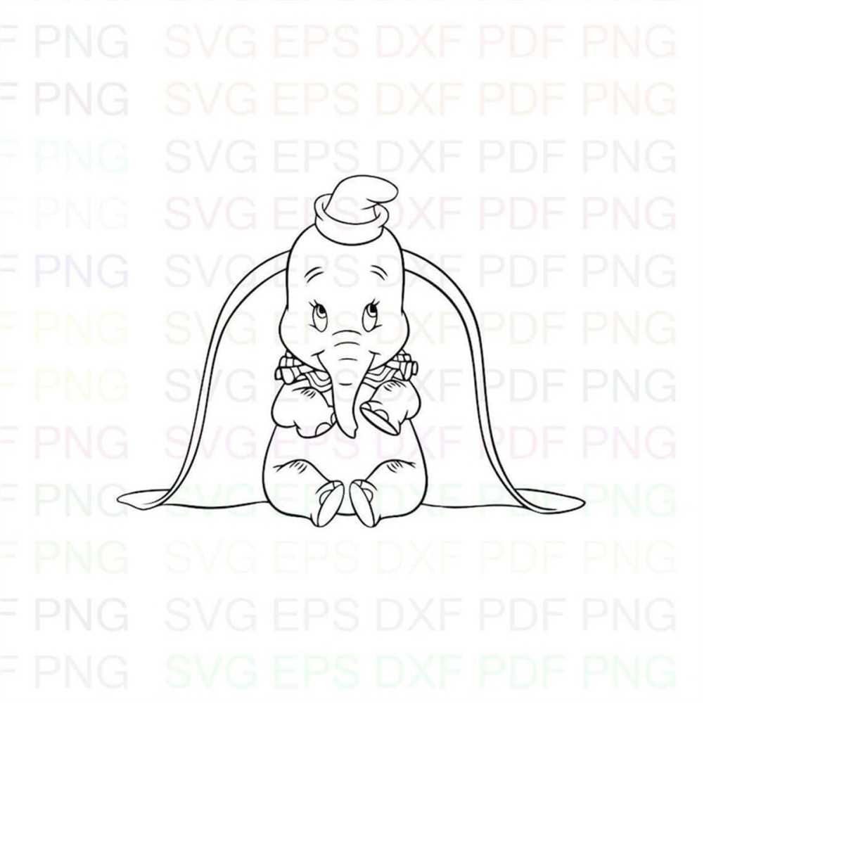 Dumbo_Cute Outline Svg Dxf Eps Pdf Png, Cricut, Cutting file - Inspire ...