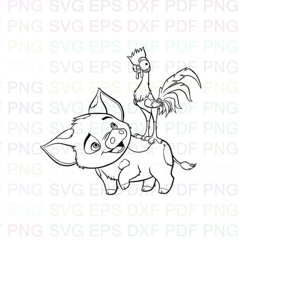 Heihei_and_Pua_Moana Outline Svg Dxf Eps Pdf Png, Cricut, Cu - Inspire ...