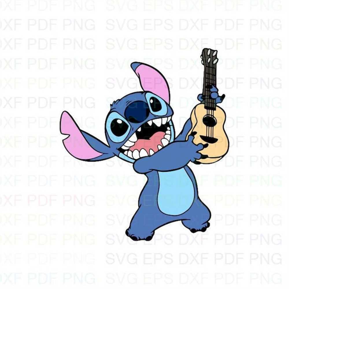 Stitch_guitar_singer_Lilo_and_Stitch_Left Svg Dxf Eps Pdf Pn - Inspire ...