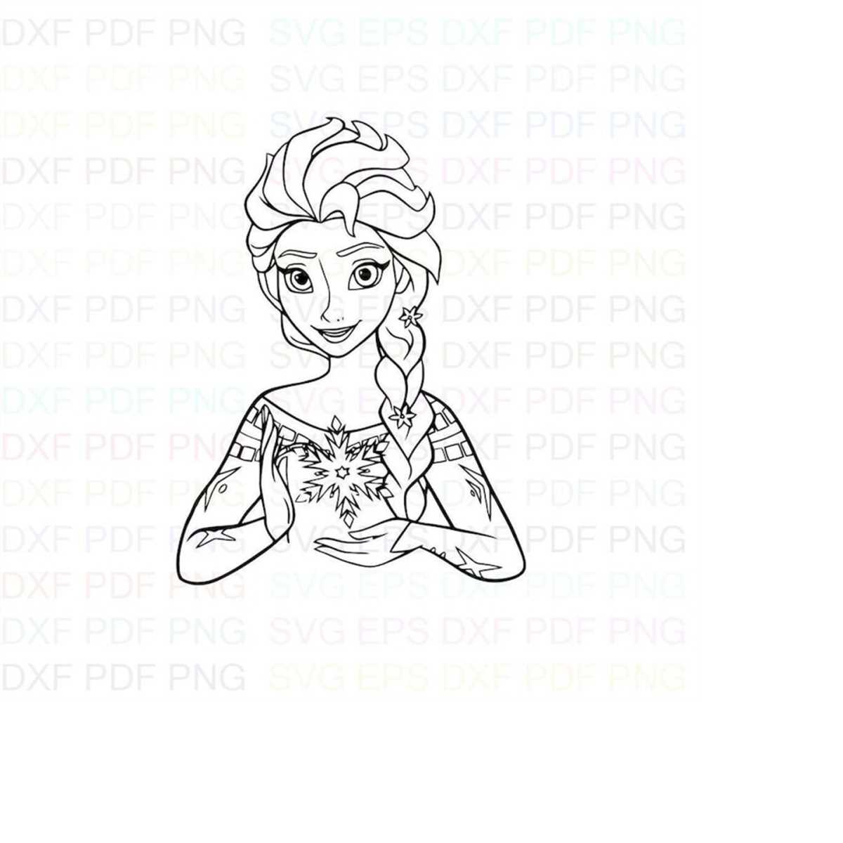 Frozen_Elsa_snowflake Outline Svg Dxf Eps Pdf Png, Cricut, C - Inspire ...