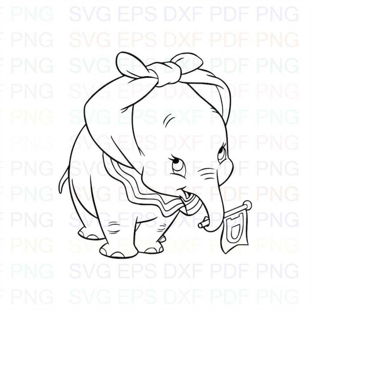 Dumbo_Ear_Knots_With_Flag Outline Svg Dxf Eps Pdf Png, Cricu - Inspire ...