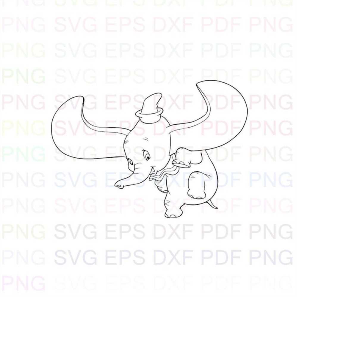 Dumbo_Elephant_Flying Outline Svg Dxf Eps Pdf Png, Cricut, C - Inspire ...