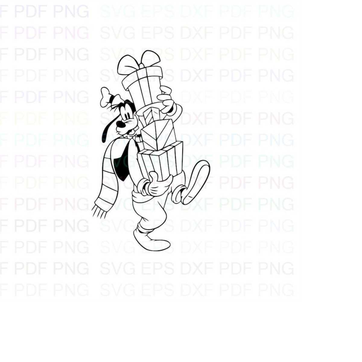 Goofy_Christmas_with_holding_presents Outline Svg Dxf Eps Pd - Inspire ...