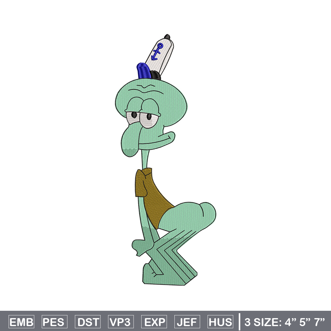 Squidward Embroidery Design Spongebob Embroidery Embroider Inspire