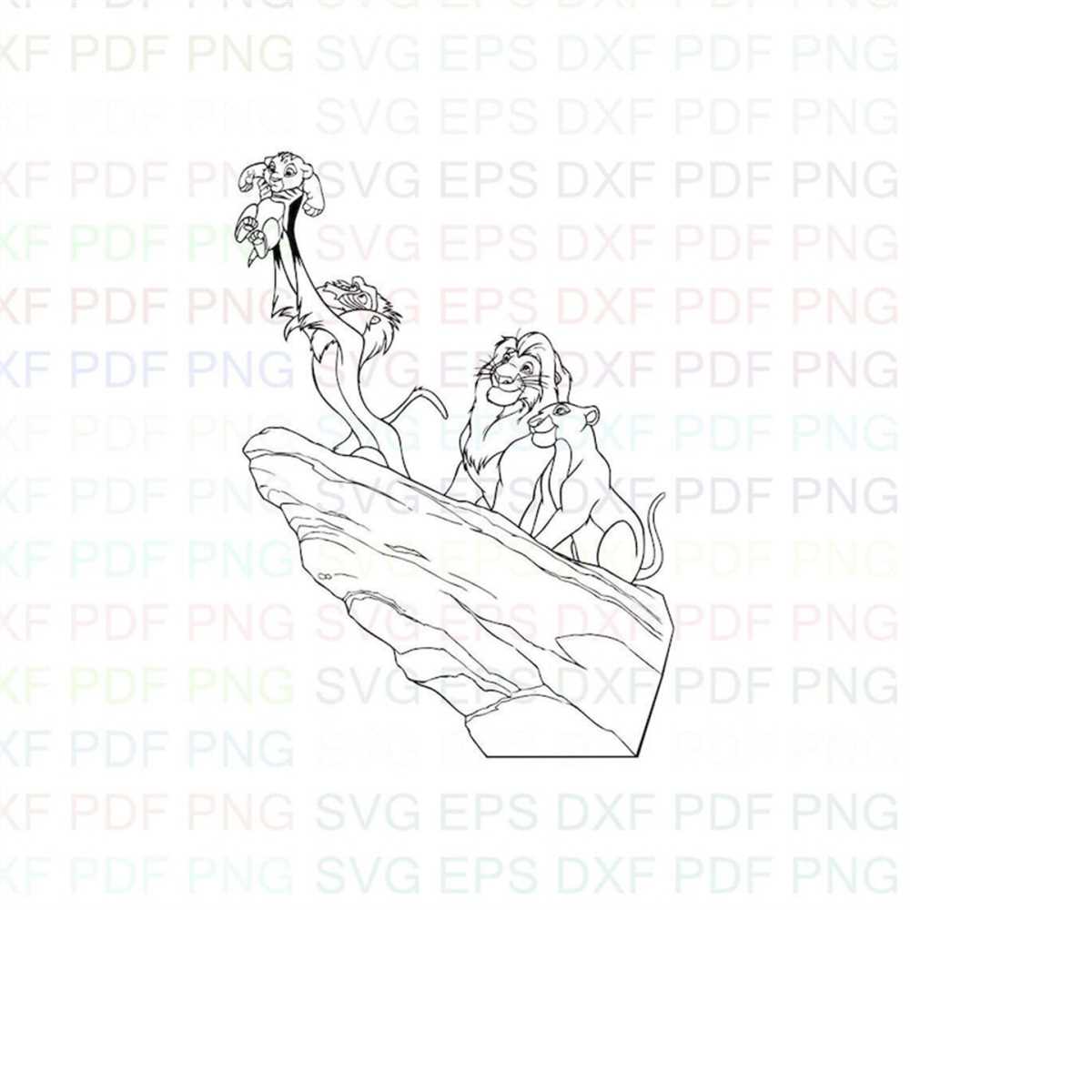 mufasa_and_Nala_and_baby_simba_the_lion_king Outline Svg Dxf - Inspire ...