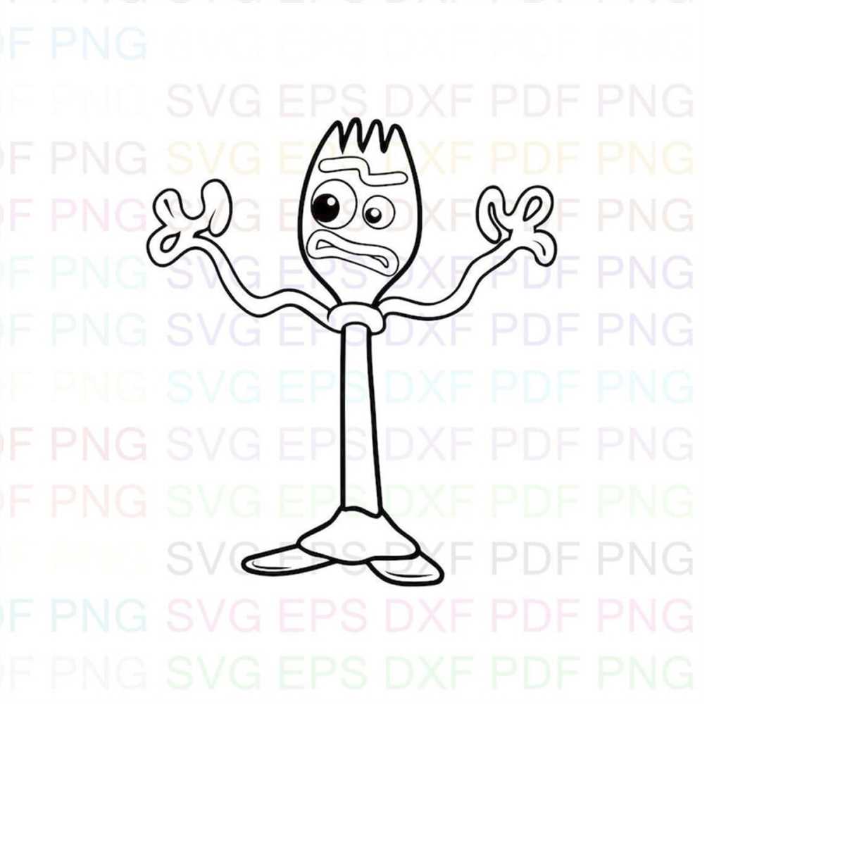 Forky_very_happy_2_Toy_Story Outline Svg Dxf Eps Pdf Png, Cr - Inspire ...