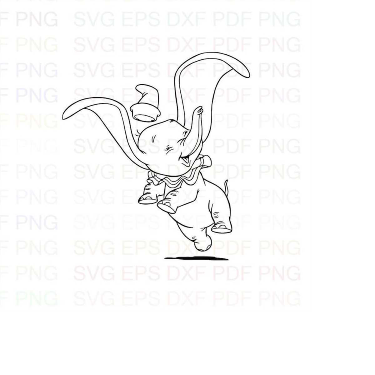Dumbo_Elephant_Jumping_for_Joy Outline Svg Dxf Eps Pdf Png, | Inspire ...