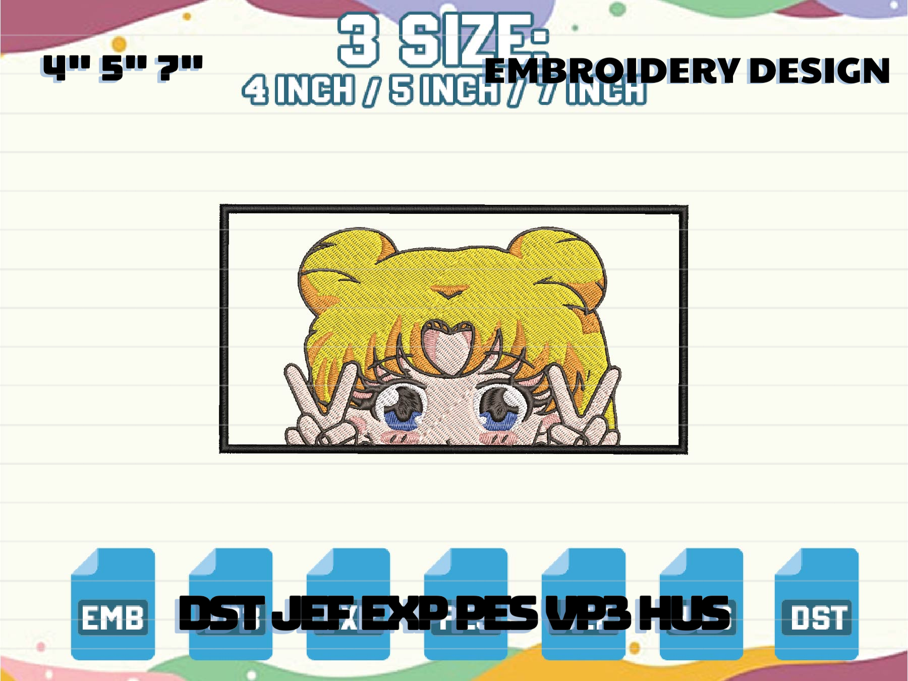 Cute Girl Anime Embroidery Designs, Inspired Anime Embroider - Inspire ...