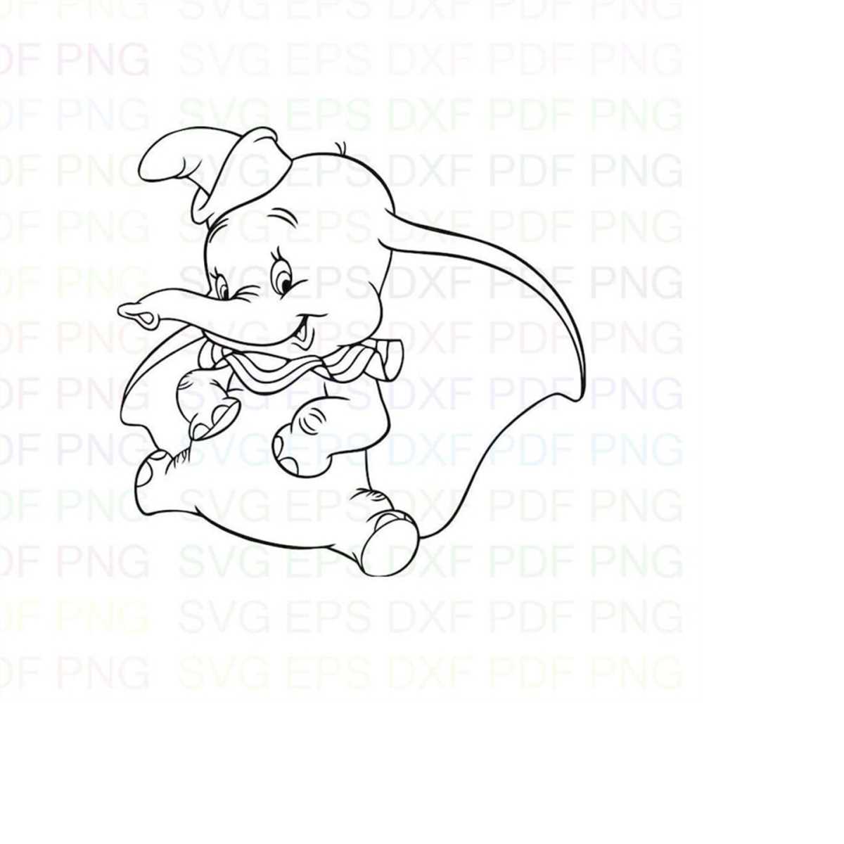 Dumbo_Baby_Elephant_4 Outline Svg Dxf Eps Pdf Png, Cricut, C - Inspire ...