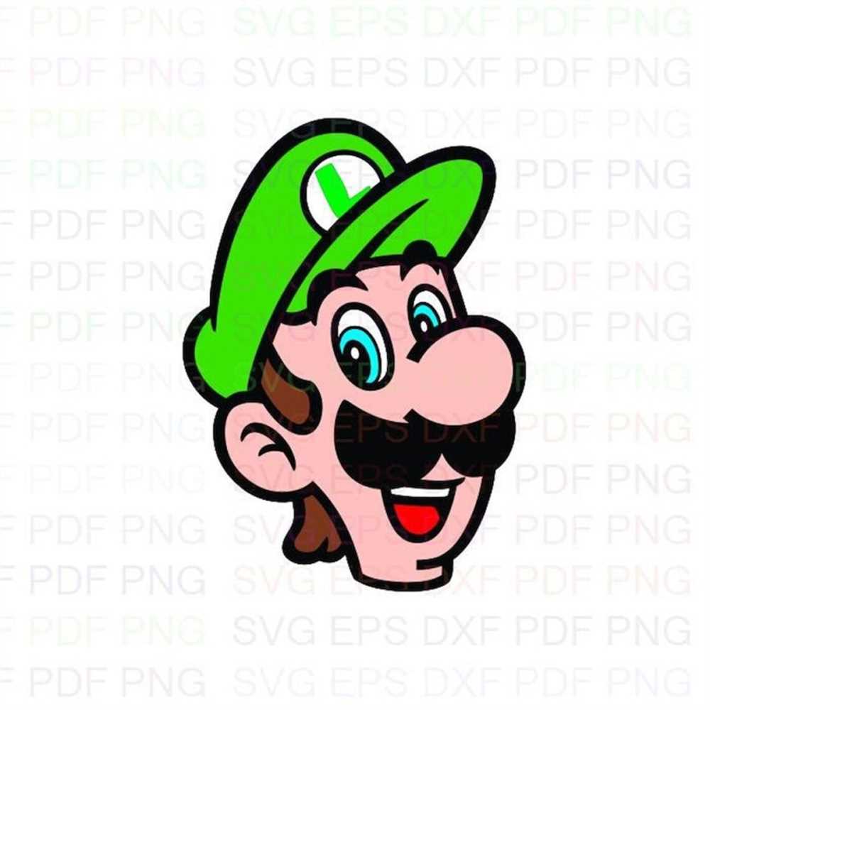 Luigi_Face_Super_Mario_Bros Svg Dxf Eps Pdf Png, Cricut, Cut - Inspire ...
