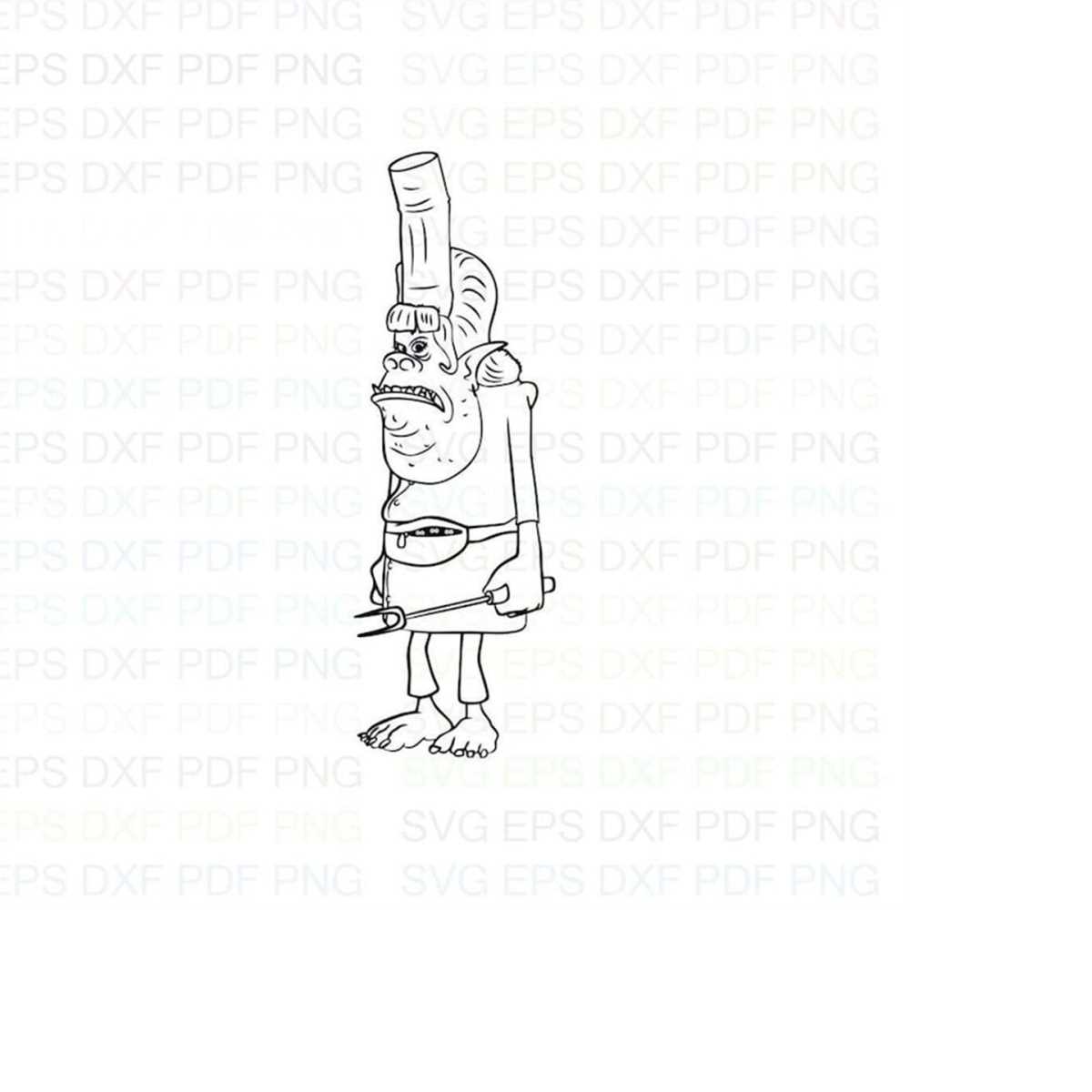 Chef_Trolls Outline Svg Dxf Eps Pdf Png, Cricut, Cutting fil - Inspire ...