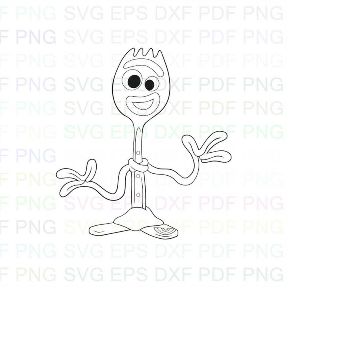 Forky_very_happy_Toy_Story Outline Svg Dxf Eps Pdf Png, Cric - Inspire ...