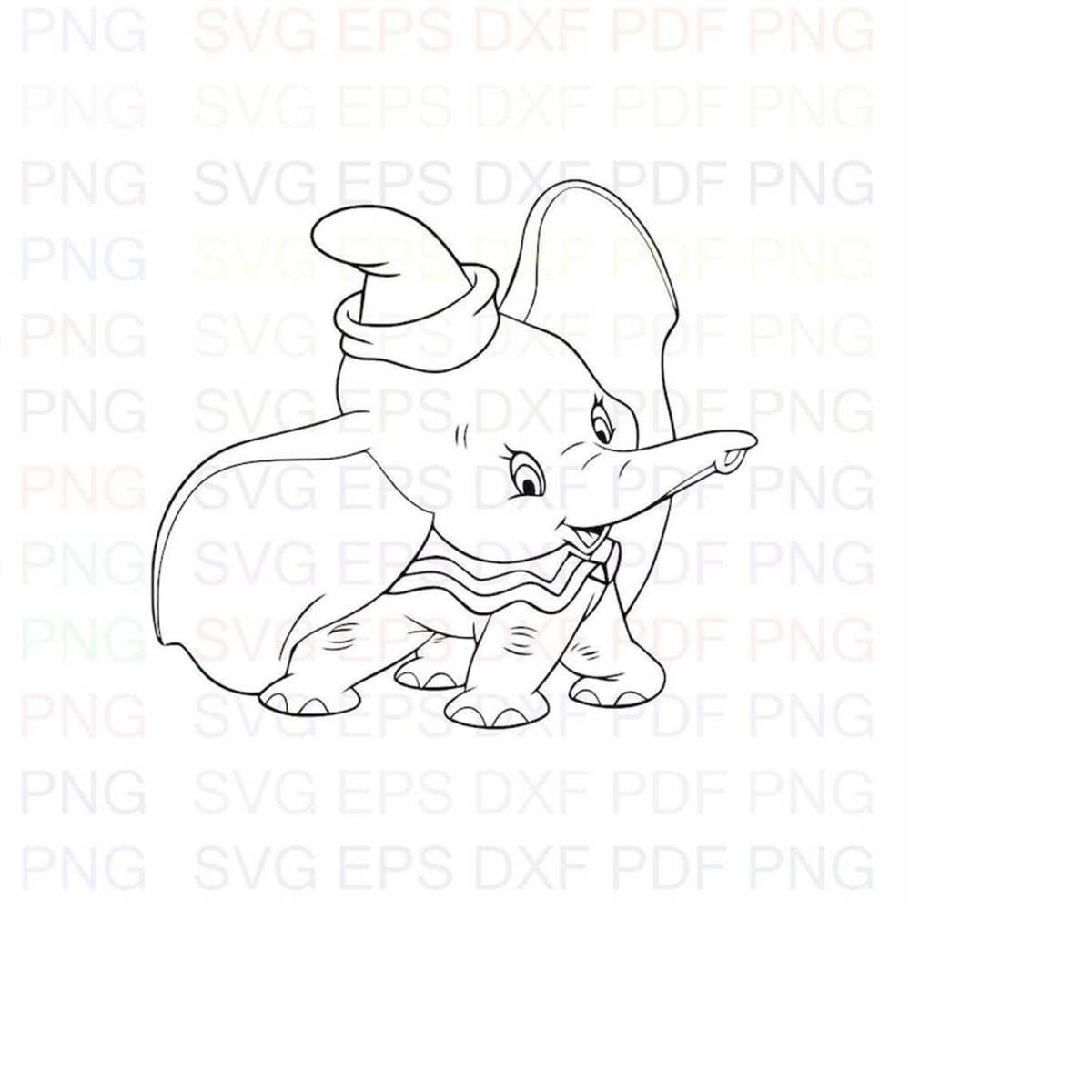 Dumbo_Baby_Elephant_6 Outline Svg Dxf Eps Pdf Png, Cricut, C - Inspire ...