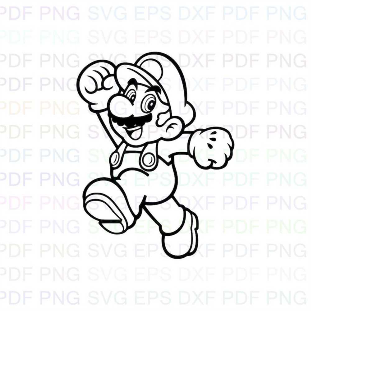 Super_Mario_very_happy Outline Svg Dxf Eps Pdf Png, Cricut, - Inspire ...