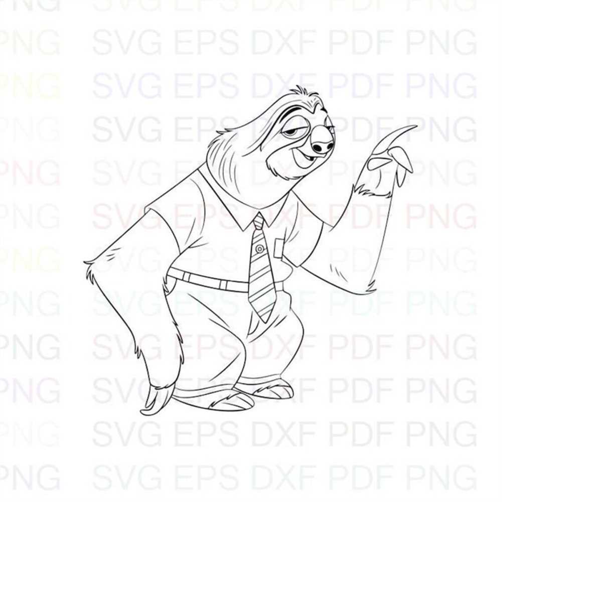 Flash_Slothmore_Zootopia Outline Svg Dxf Eps Pdf Png, Cricut | Inspire ...