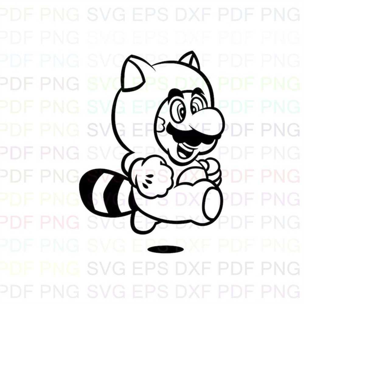 Super_Mario_Raccoon Outline Svg Dxf Eps Pdf Png, Cricut, Cut - Inspire ...