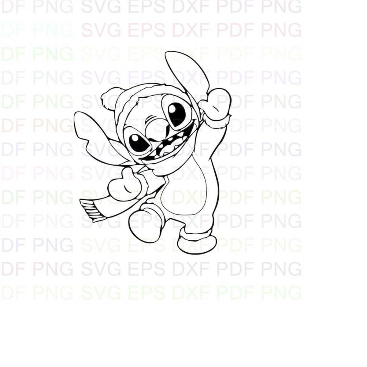 Stitch_Winter_Lilo_and_Stitch Outline Svg Dxf Eps Pdf Png, C - Inspire ...