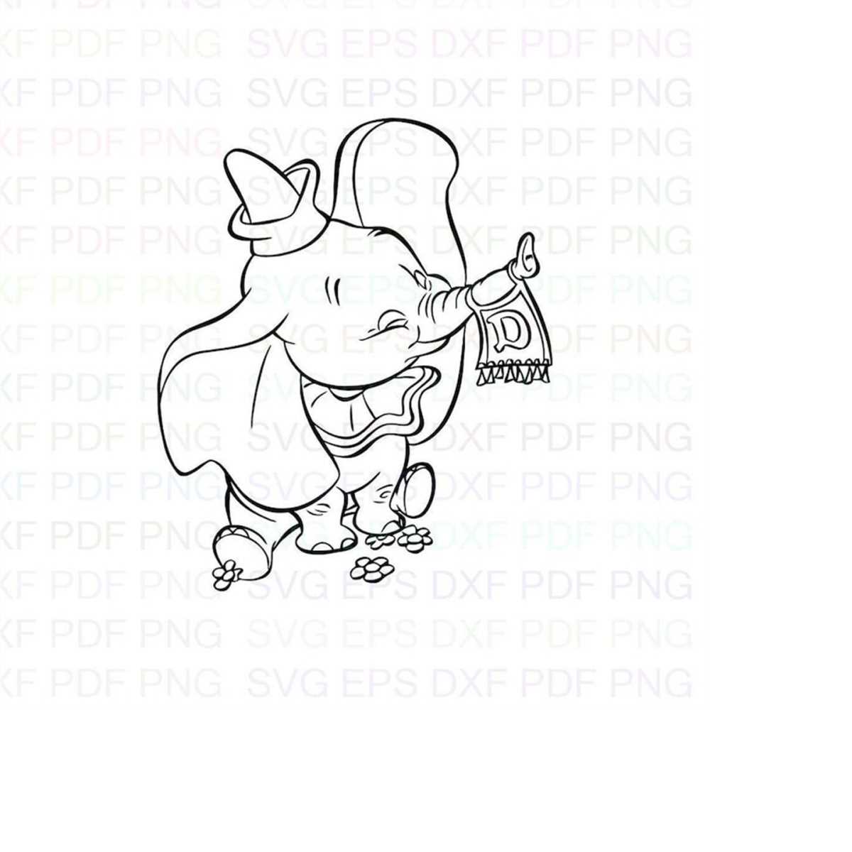 Dumbo_Elephant_Trumpeting Outline Svg Dxf Eps Pdf Png, Cricu - Inspire ...