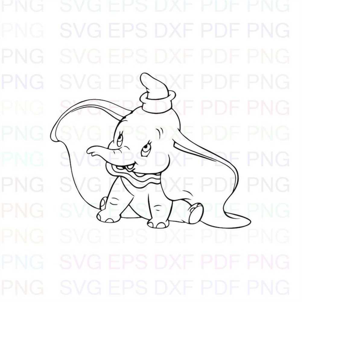 Dumbo_Baby_Elephant_5 Outline Svg Dxf Eps Pdf Png, Cricut, C - Inspire ...