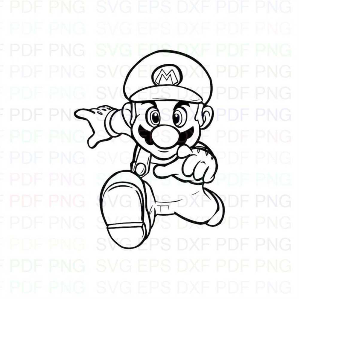Super_Mario_Running Outline Svg Dxf Eps Pdf Png, Cricut, Cut - Inspire Uplift