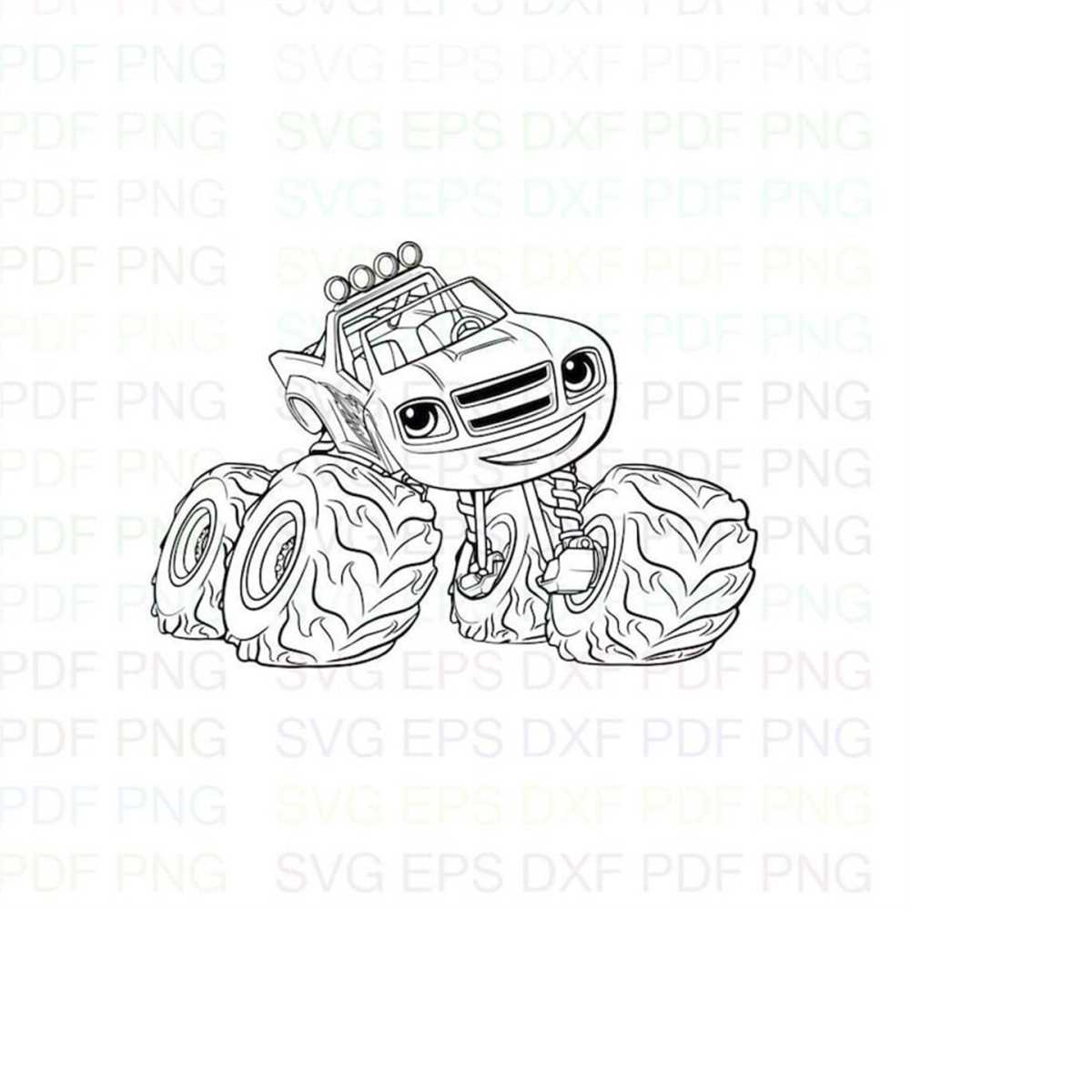 Blaze_3_Monster_Machines Outline Svg Dxf Eps Pdf Png, Cricut - Inspire ...