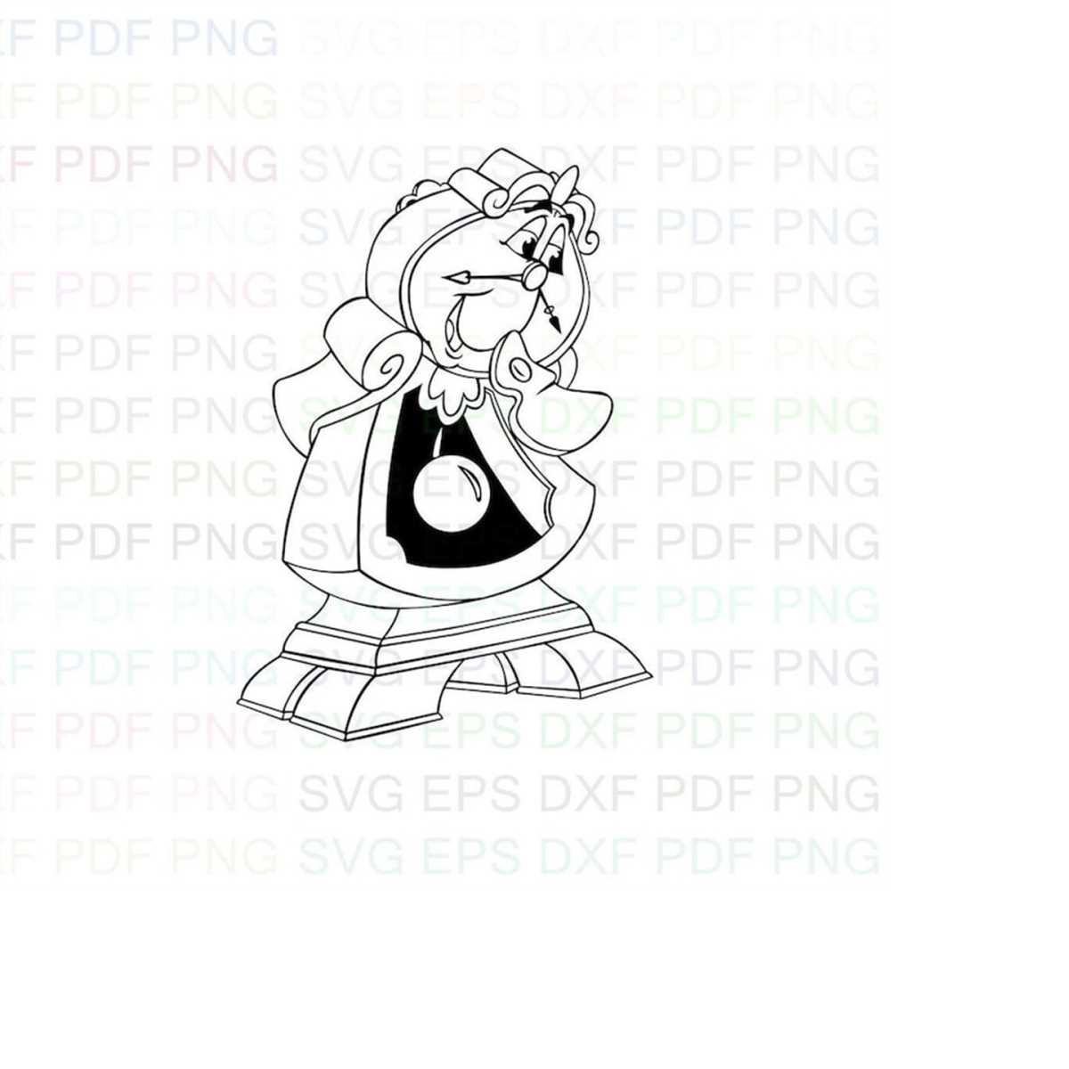 Cogsworth_Beauty_Beast Outline Svg Dxf Eps Pdf Png, Cricut, - Inspire ...
