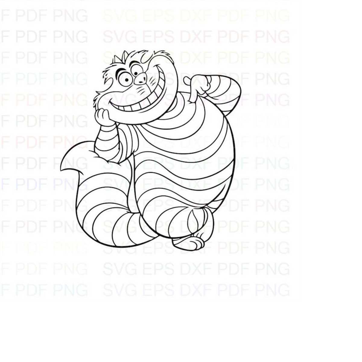 Cheshire_Cat_Alice_Wonderland_2 Outline Svg Dxf Eps Pdf Png, - Inspire ...