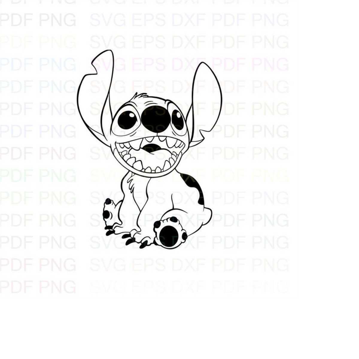 Stitch_2_Lilo_and_Stitch Outline Svg Dxf Eps Pdf Png, Cricut - Inspire ...