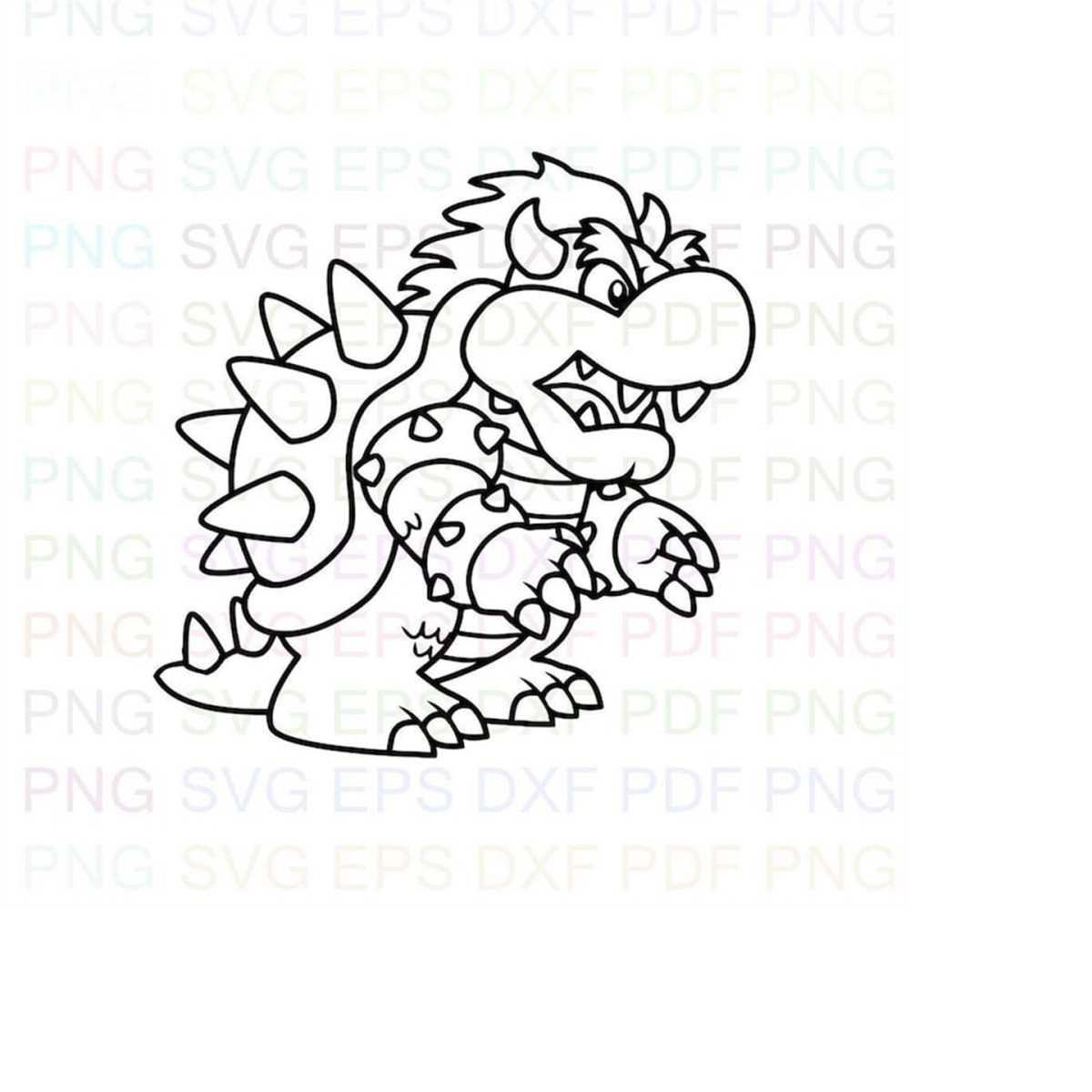 Bowser_Super_Mario_Bros Outline Svg Dxf Eps Pdf Png, Cricut, - Inspire ...