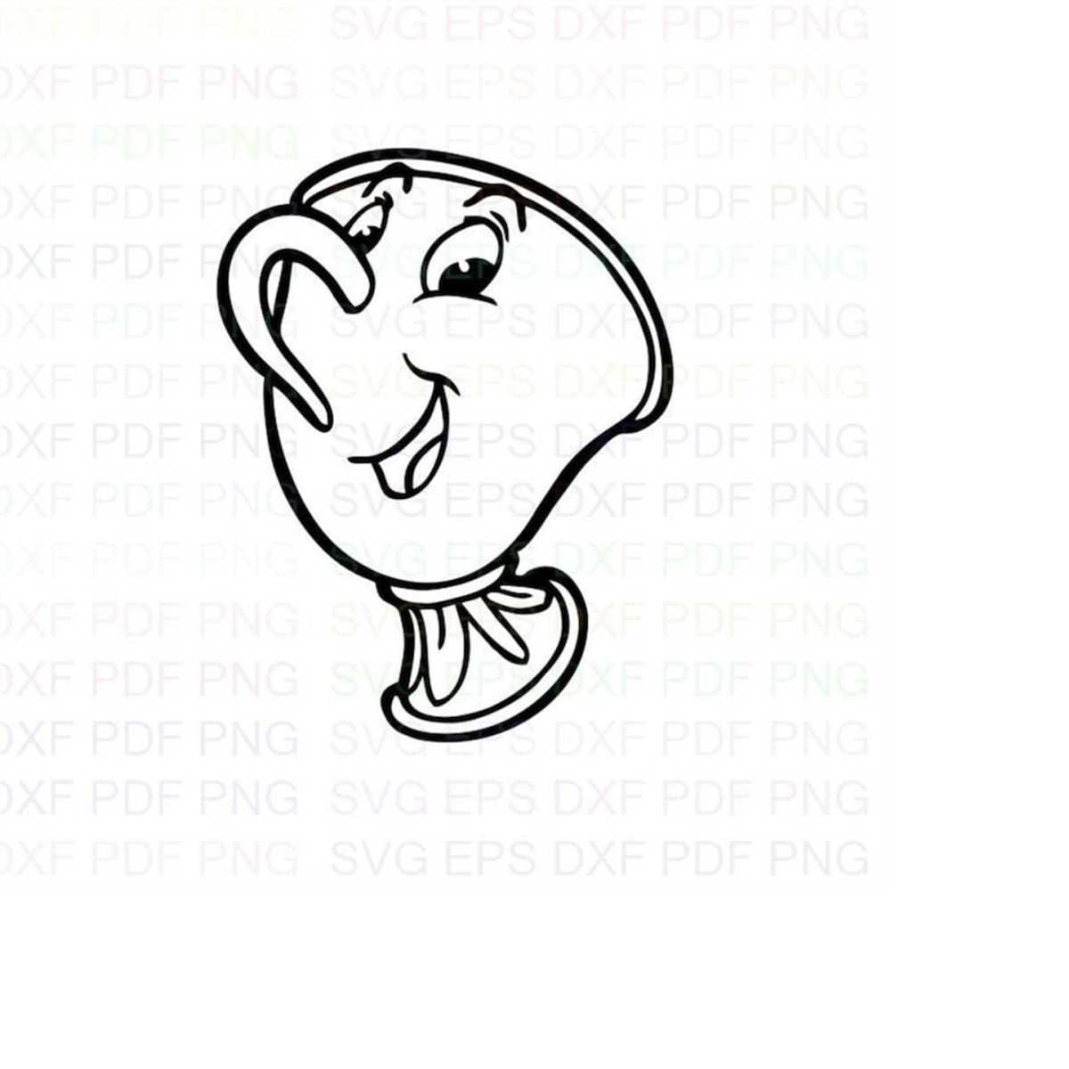 Chip_Potts_Beauty_and_the_Beast Outline Svg Dxf Eps Pdf Png, - Inspire ...