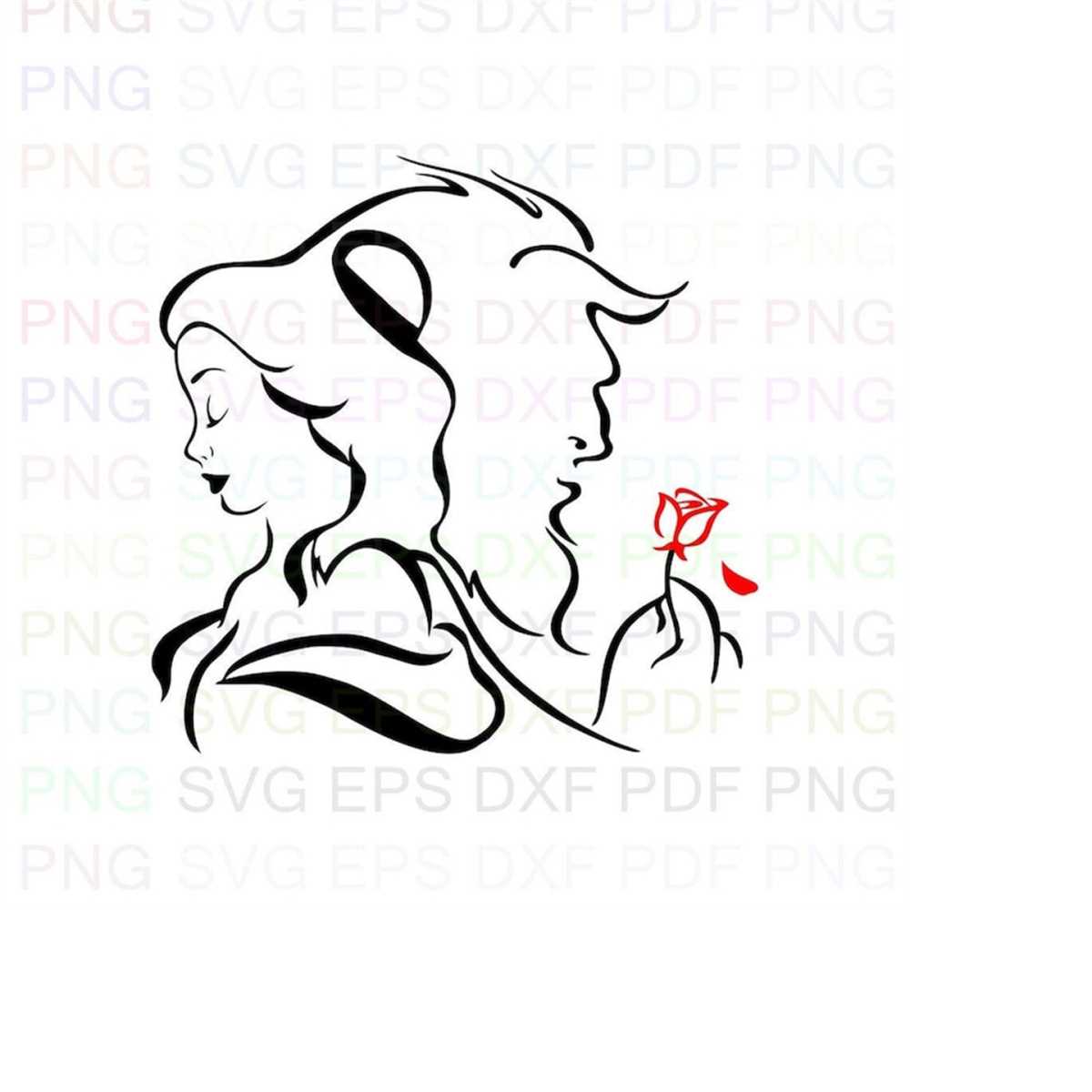 Beauty_and_the_Beast_silhouette_4 Outline Svg Dxf Eps Pdf Pn | Inspire ...