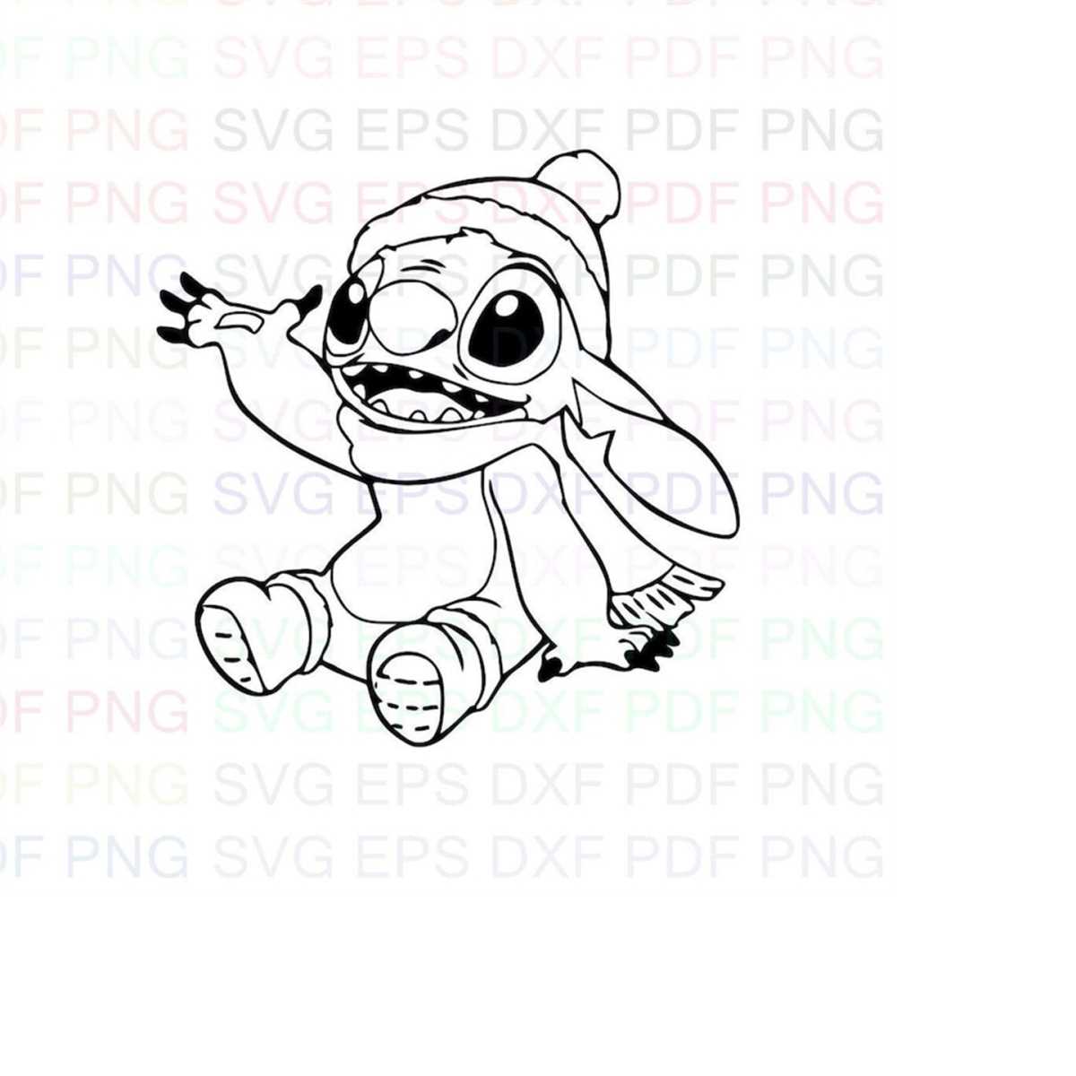 Stitch_christmas_Lilo_and_Stitch Outline Svg Dxf Eps Pdf Png - Inspire ...