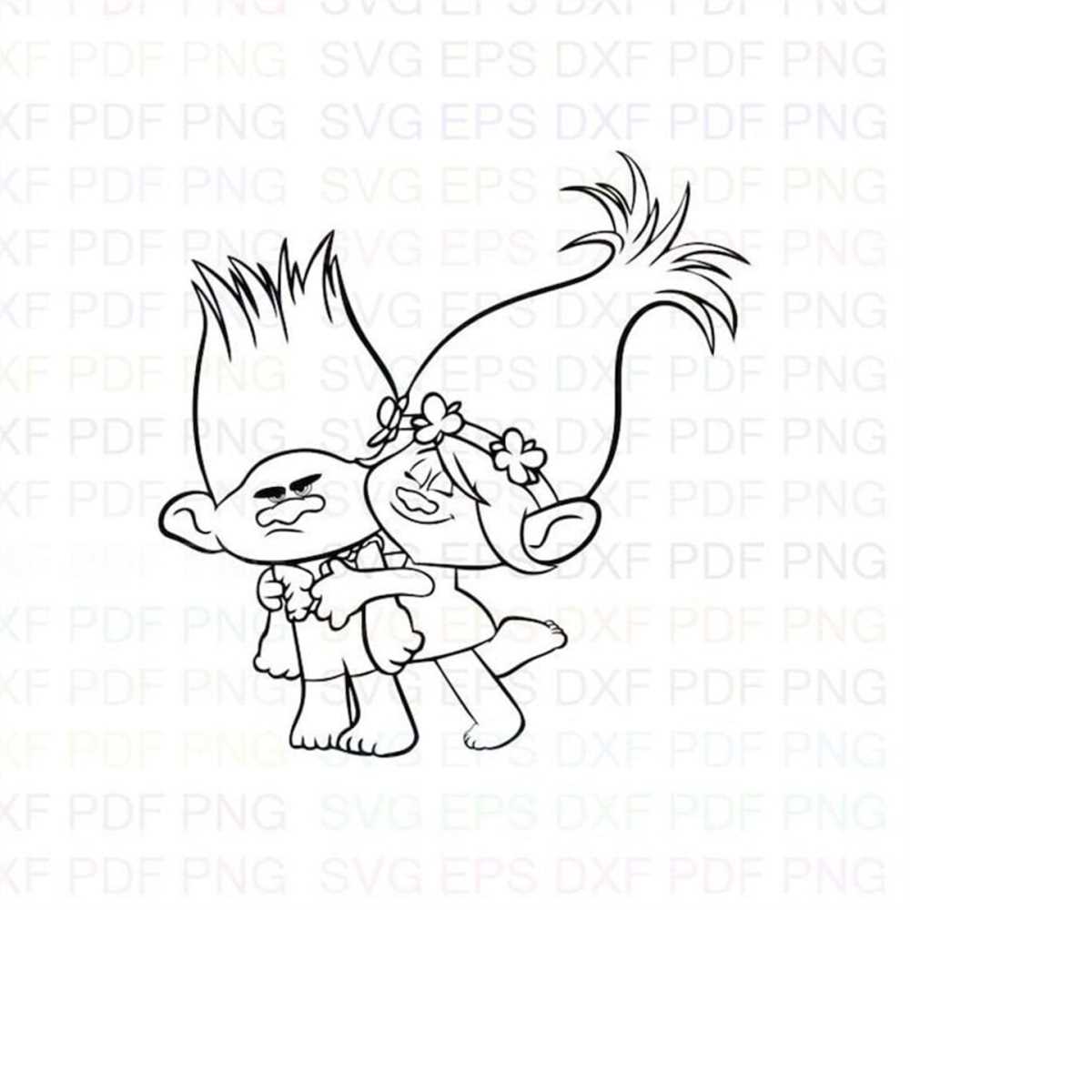 Branch_Poppy_Trolls Outline Svg Dxf Eps Pdf Png, Cricut, Cut - Inspire ...