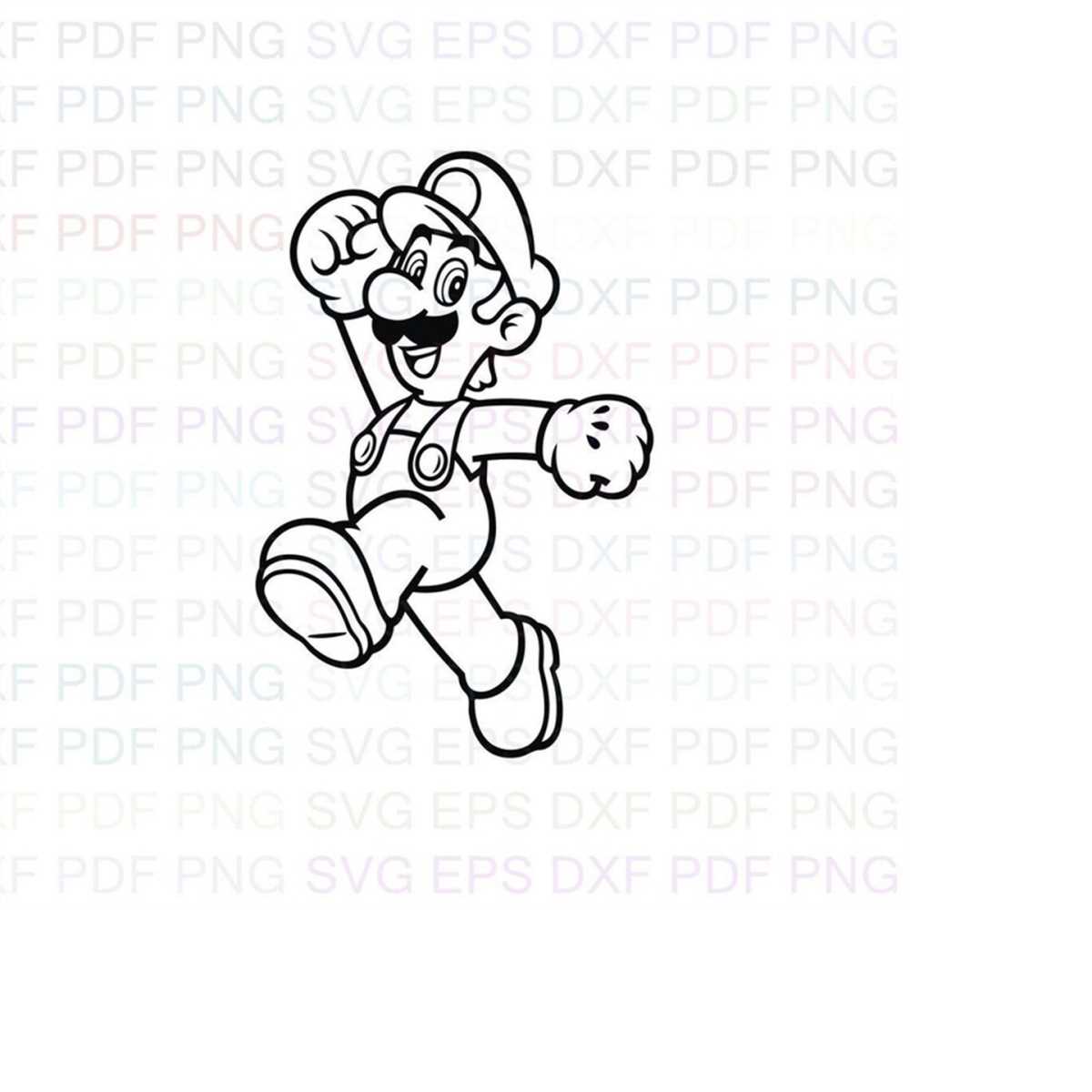 Super_Mario_Bros_luigi_winner Outline Svg Dxf Eps Pdf Png, C - Inspire ...
