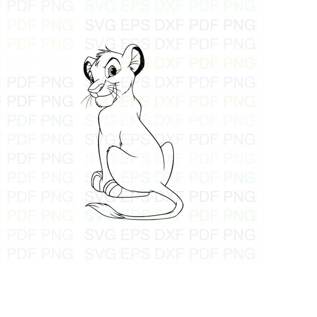 The_Lion_King_Simba Outline Svg Dxf Eps Pdf Png, Cricut, Cut - Inspire ...