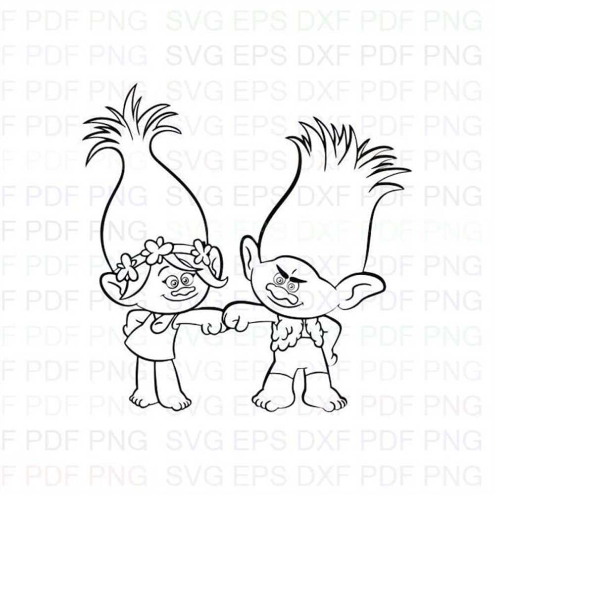 Branch_Poppy_2_Trolls Outline Svg Dxf Eps Pdf Png, Cricut, C - Inspire ...