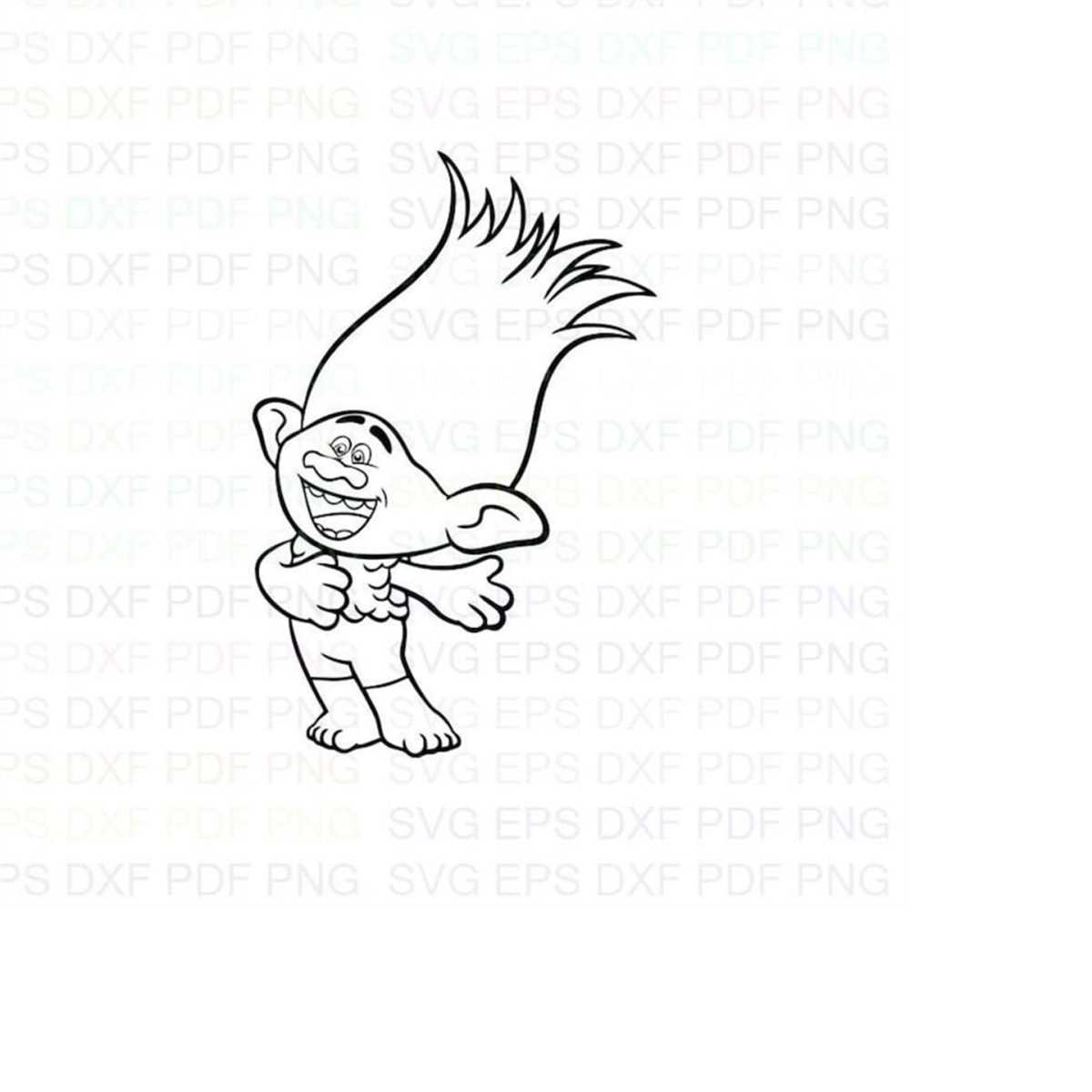 Branch_Sing_Trolls Outline Svg Dxf Eps Pdf Png, Cricut, Cutt - Inspire ...
