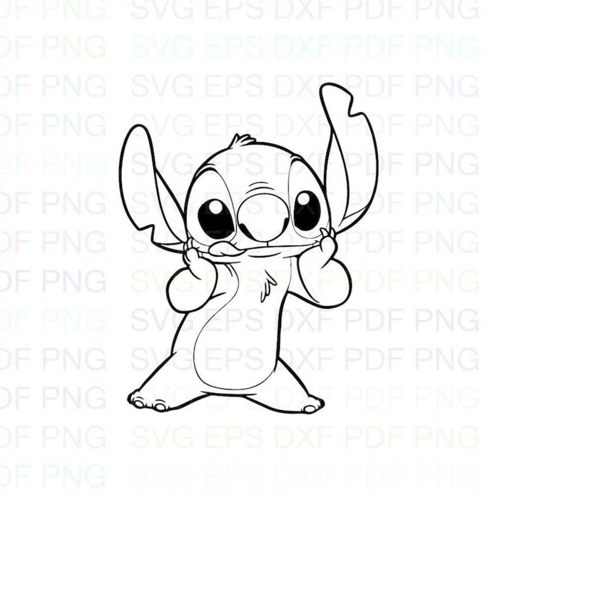 Stitch_Lilo_and_Stitch Outline Svg Dxf Eps Pdf Png, Cricut, - Inspire ...