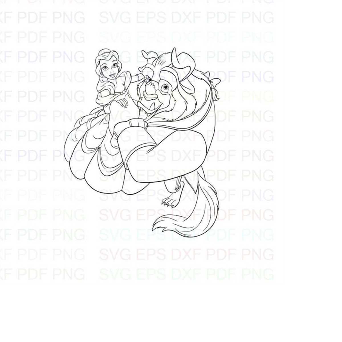 Belle_and_Beast_Beauty_and_the_Beast Outline Svg Dxf Eps Pdf - Inspire ...