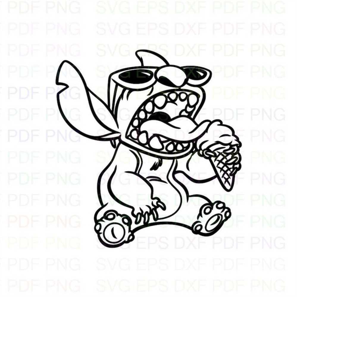 Stitch_Ice_Cream_Lilo_and_Stitch Outline Svg Dxf Eps Pdf Png - Inspire ...