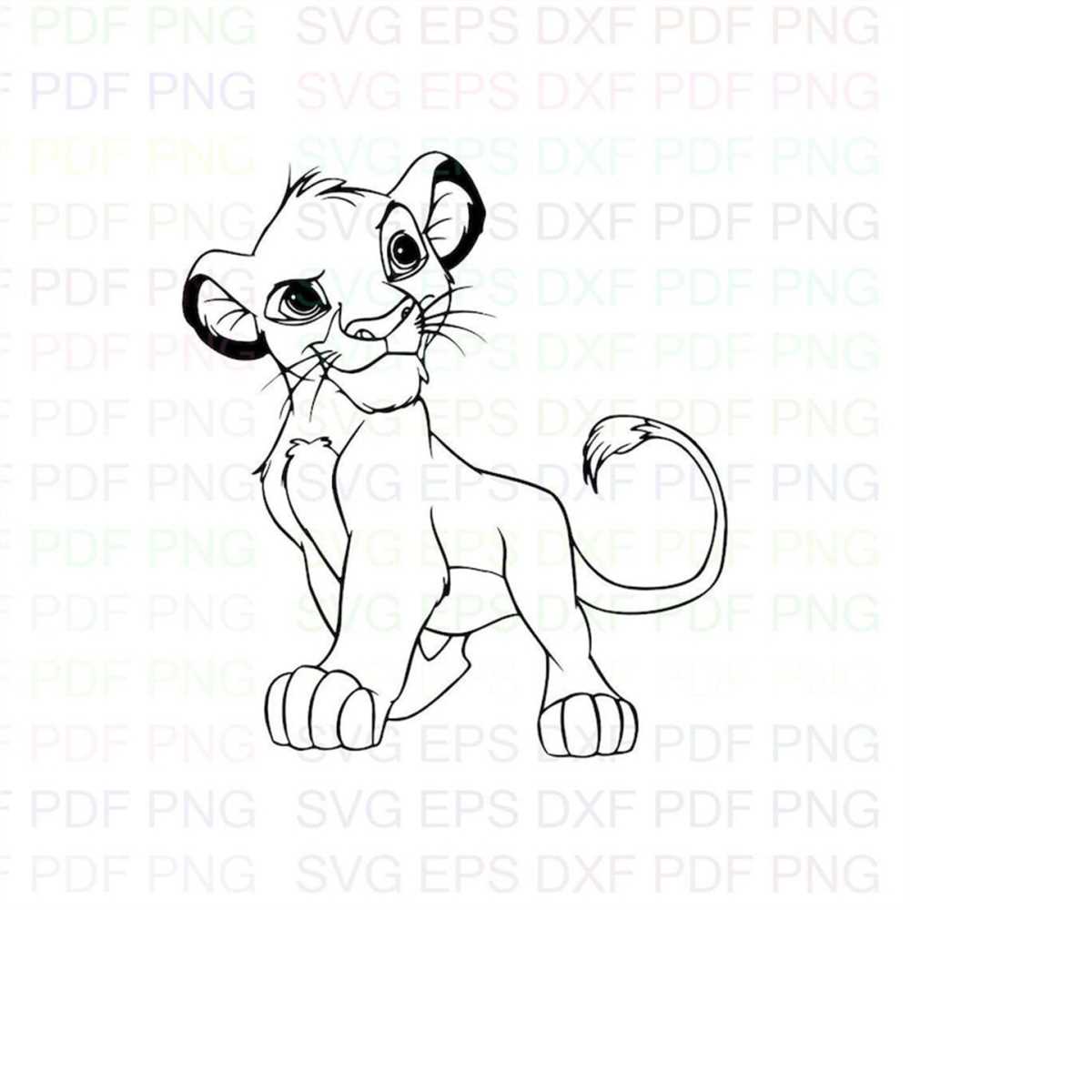 Simba_The_Lion_King_18 Outline Svg Dxf Eps Pdf Png, Cricut, - Inspire ...