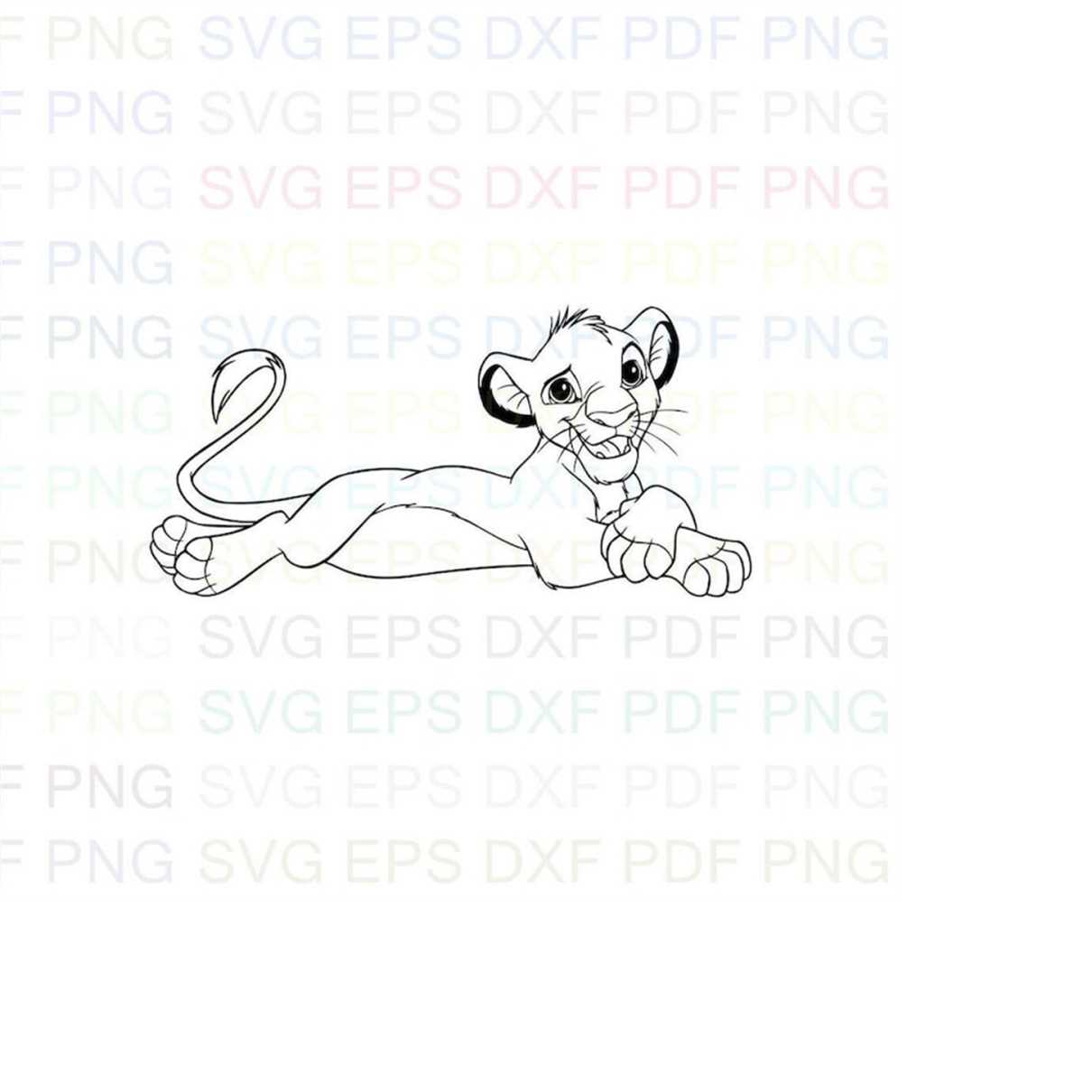 Simba_The_Lion_King_16 Outline Svg Dxf Eps Pdf Png, Cricut, - Inspire ...