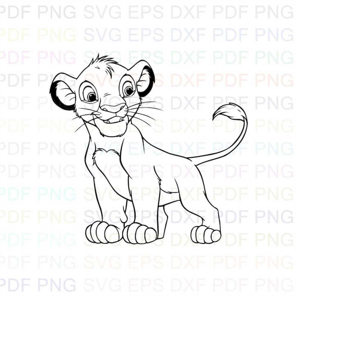 Simba_The_Lion_King_15 Outline Svg Dxf Eps Pdf Png, Cricut, - Inspire ...