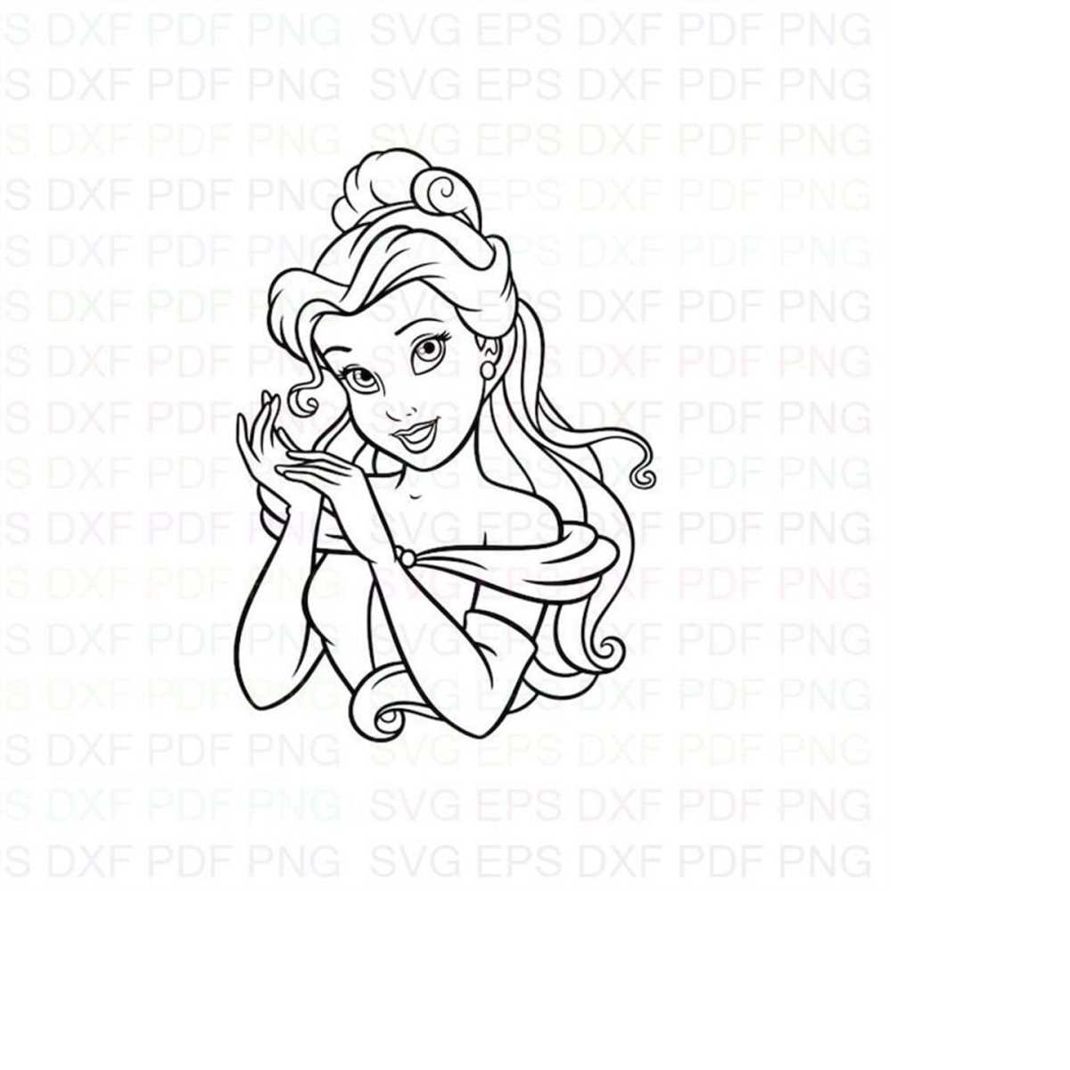 Belle_Beauty_and_the_Beast Outline Svg Dxf Eps Pdf Png, Cric - Inspire ...